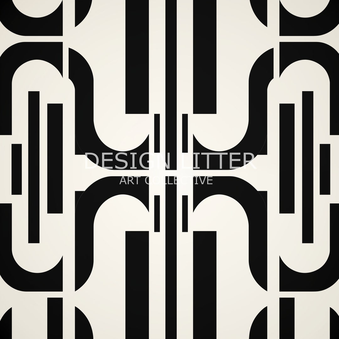Retro Geometric Wallpaper Black & White Plain-dealer Design ...