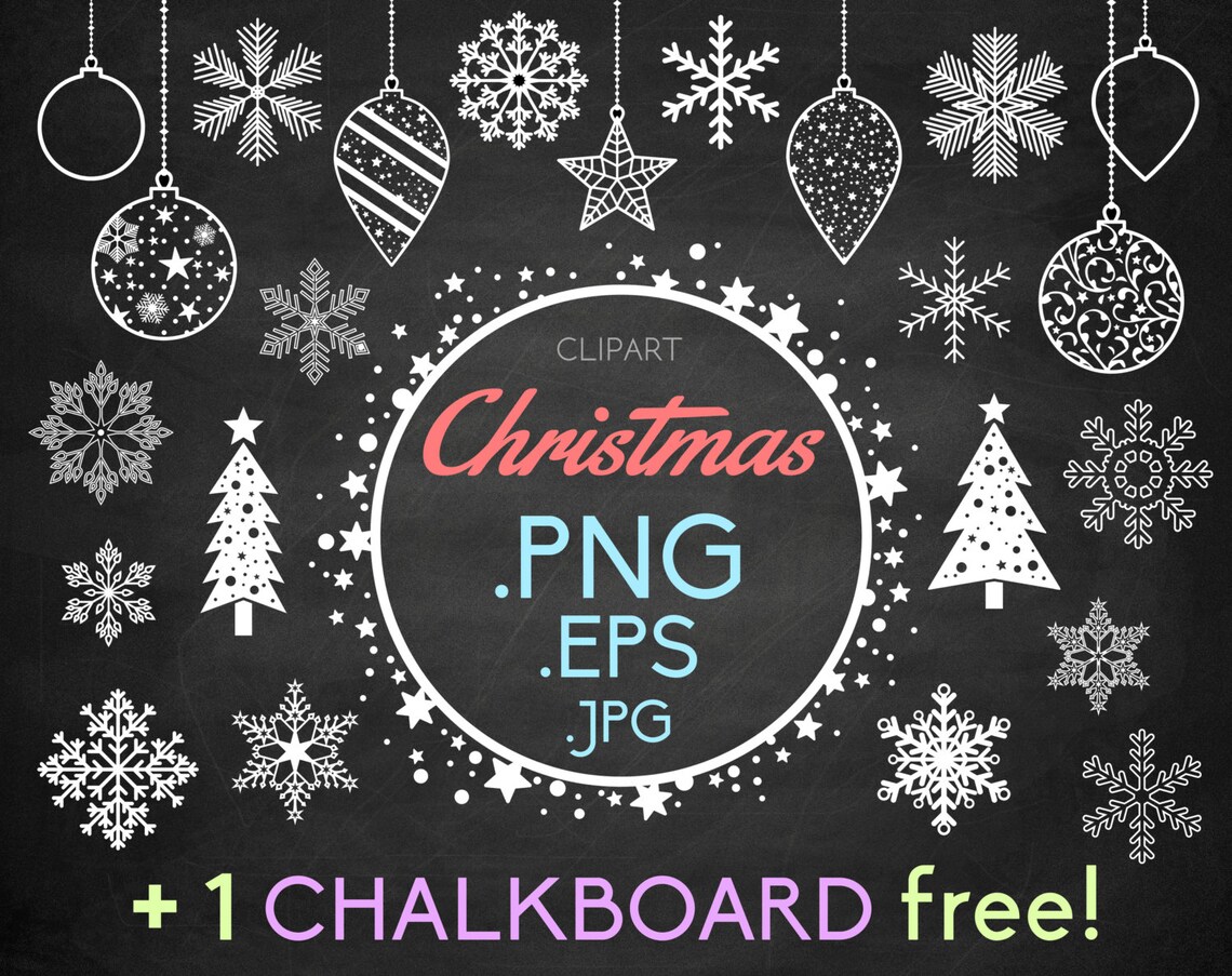 Snowflakes Clipart Christmas 1 FREE Chalkboard: Christmas Ice ...