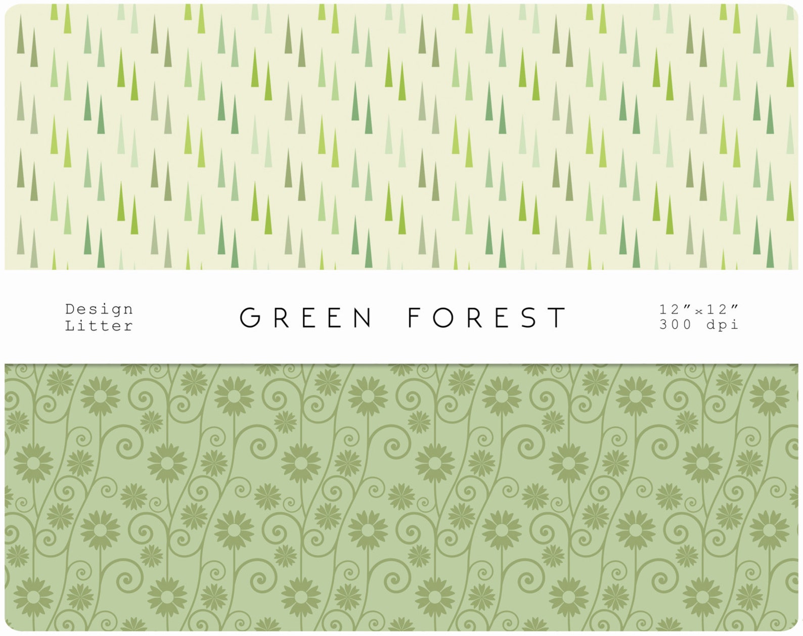 80% Until New Year Green Digital Papers Green and Lime Colors ...