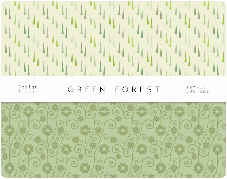 80% Until New Year Green Digital Papers Green and Lime Colors ...