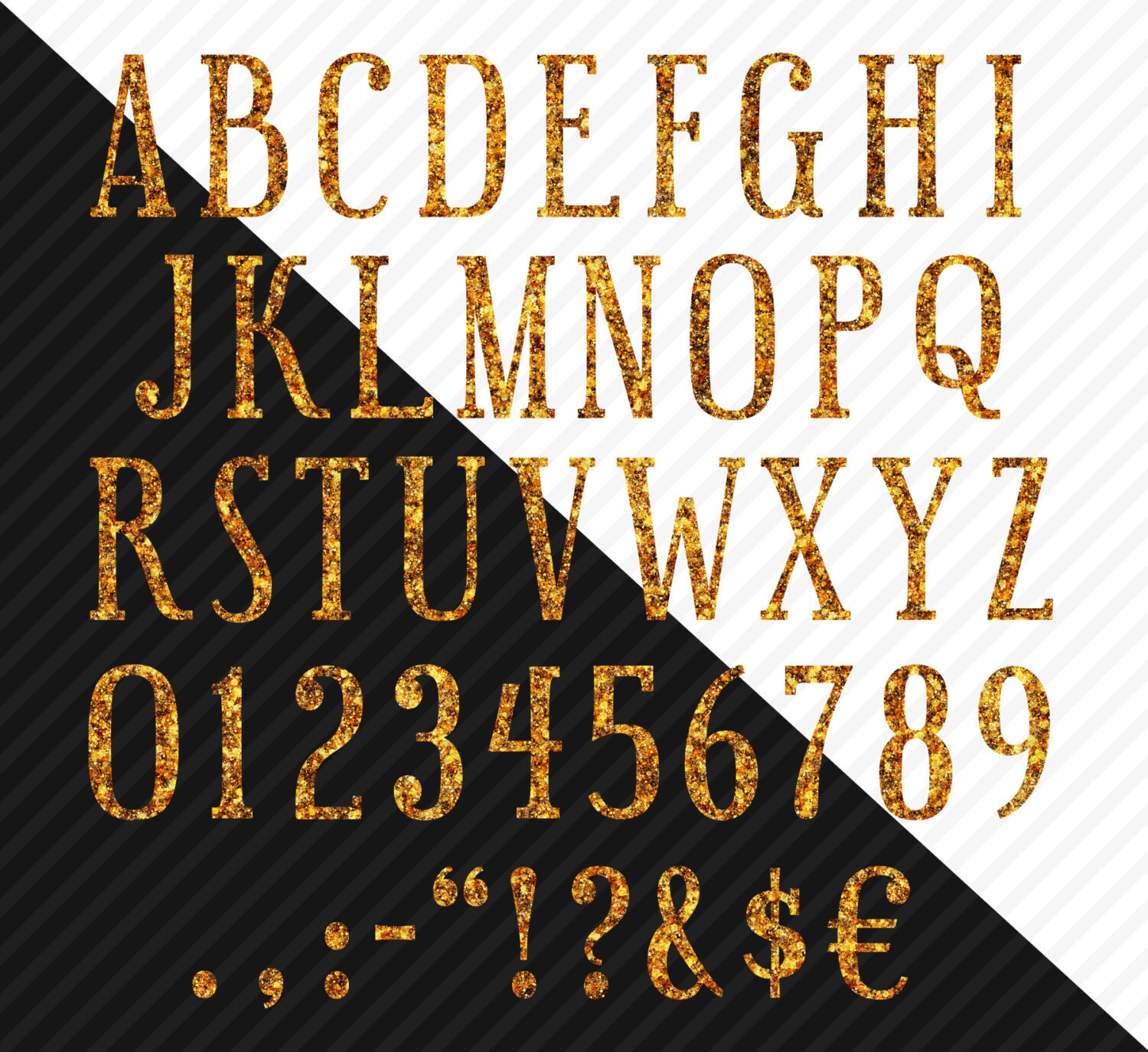 80% Until New Year Gold Glitter Alphabet Clipart Gold Glitter Fonts ...