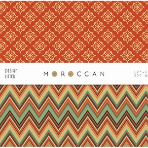 80% Until New Year - Moroccan Digital Paper: Mint Ocher Orange and Teal ...