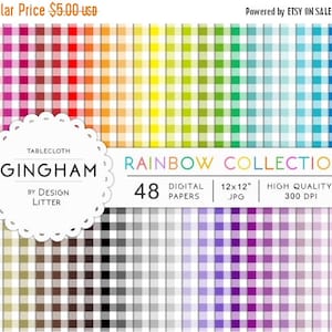 80% Until New Year Gingham Digital Paper: 48 Rainbow Gingham - Etsy