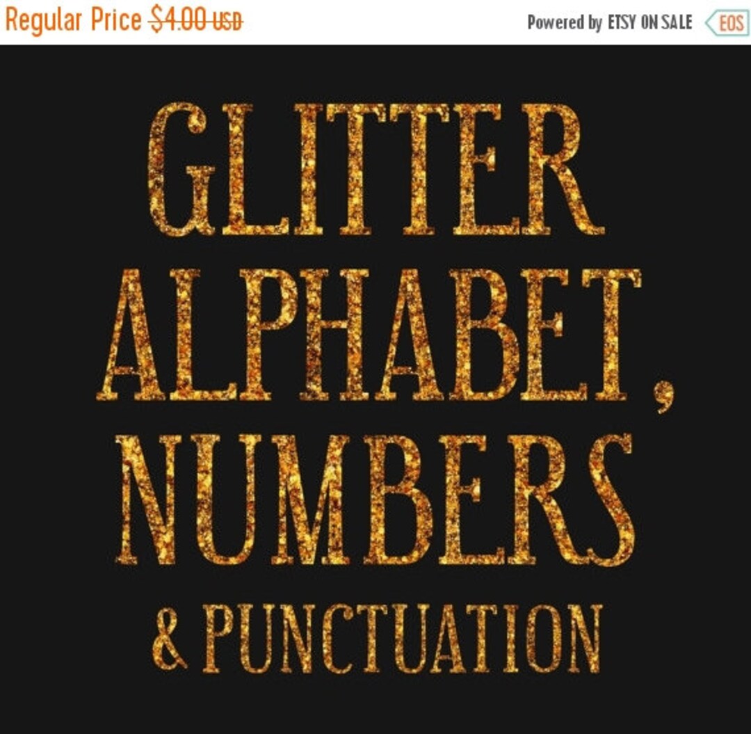80% Until New Year - Gold Glitter Alphabet Clipart · Gold Glitter Fonts ...