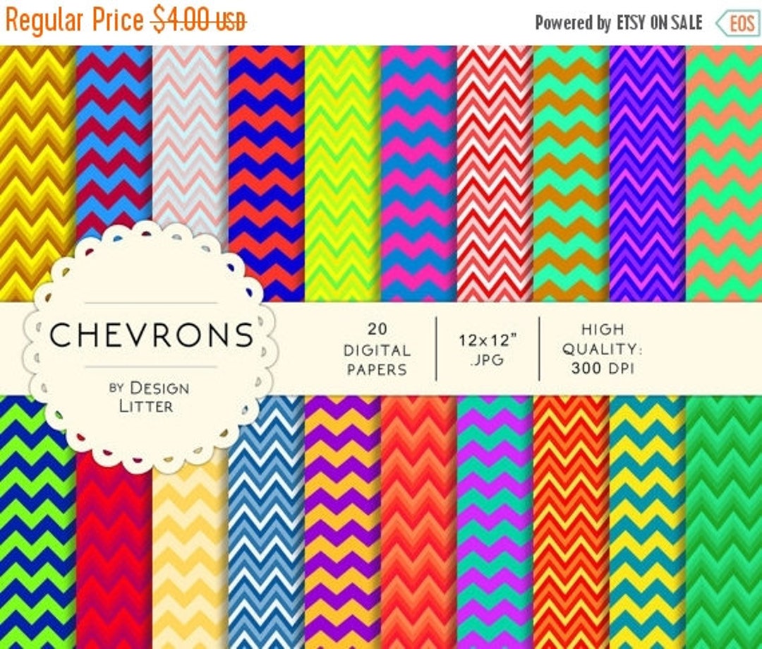 80% Until New Year - Chevrons Colorful Digital Papers · Colorful Paper ...