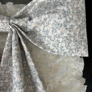 Large Gray & Blue Floral Fabric Bow - Etsy