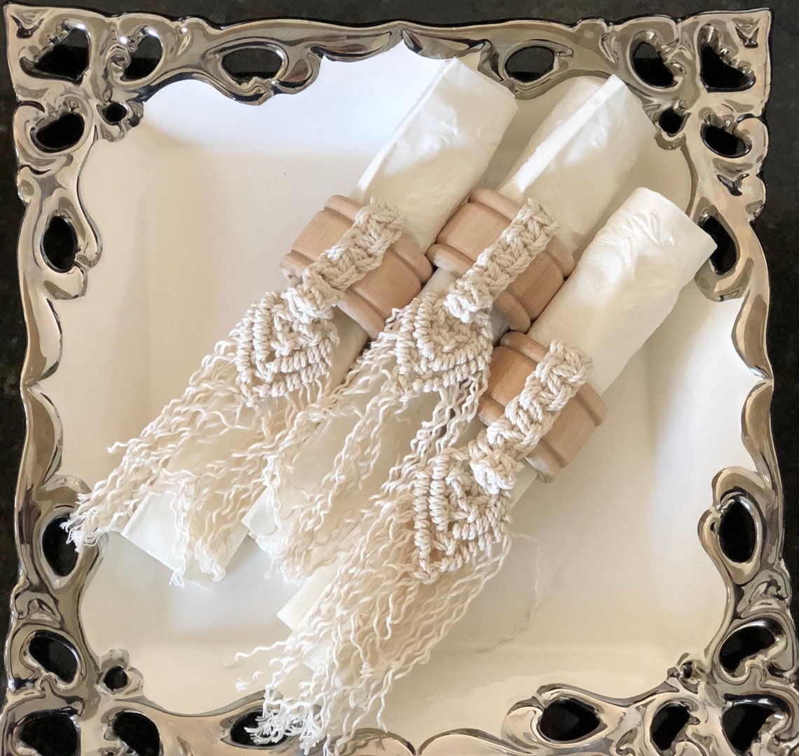 Macrame Unique Napkin Rings Set of 8 - Etsy