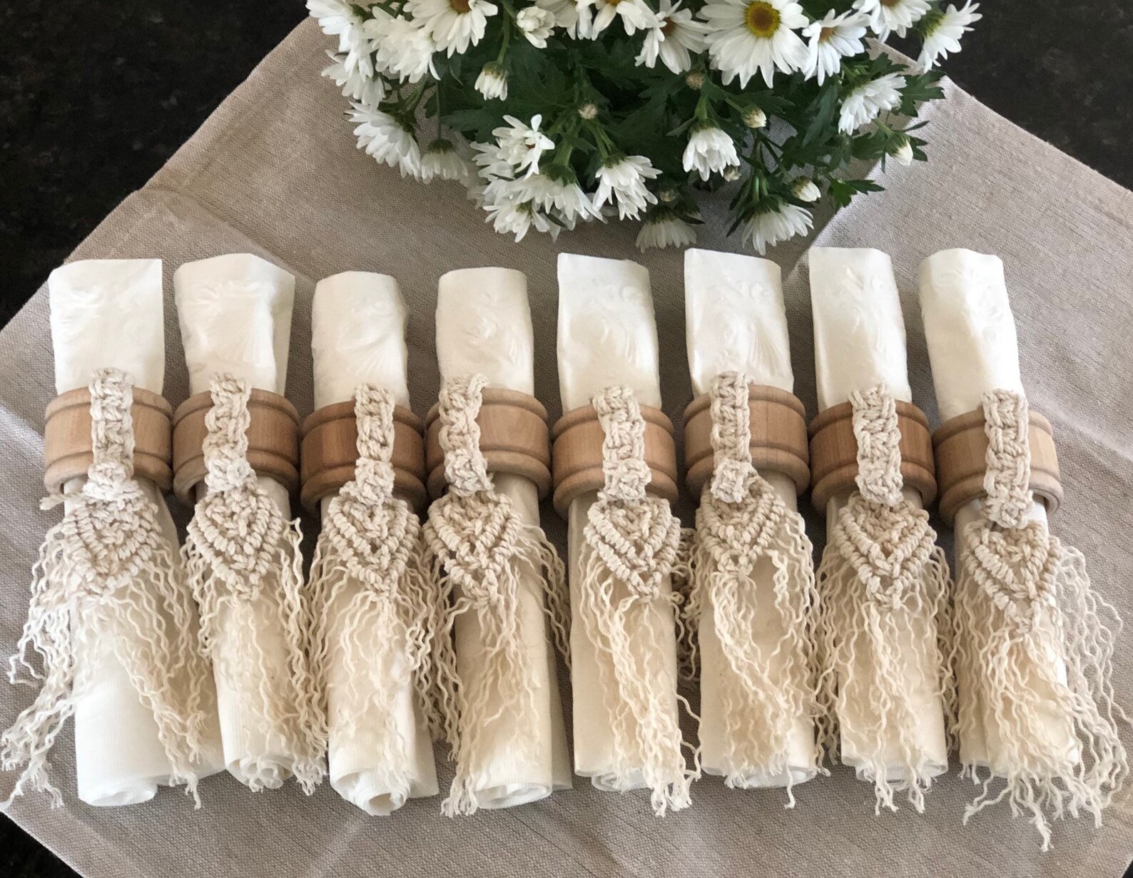 Macrame Unique Napkin Rings Set of 8 - Etsy