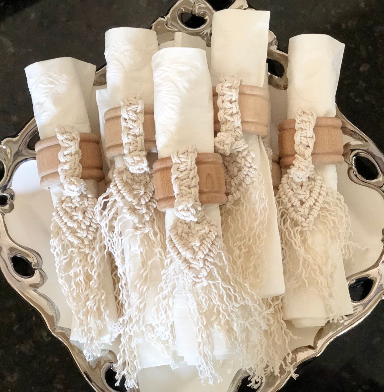 Macrame Unique Napkin Rings Set of 8 - Etsy