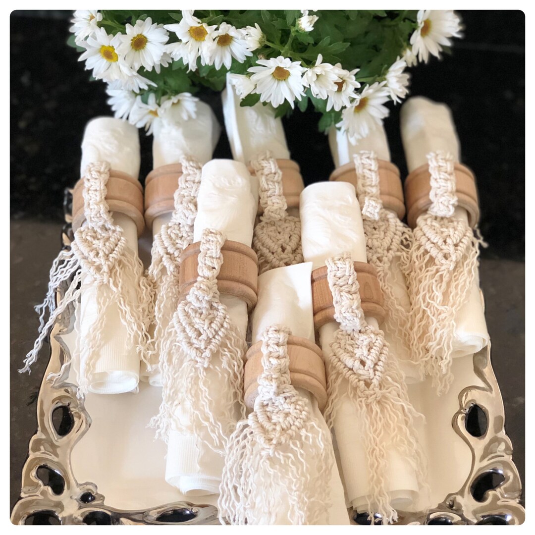 Macrame Unique Napkin Rings Set of 8 - Etsy