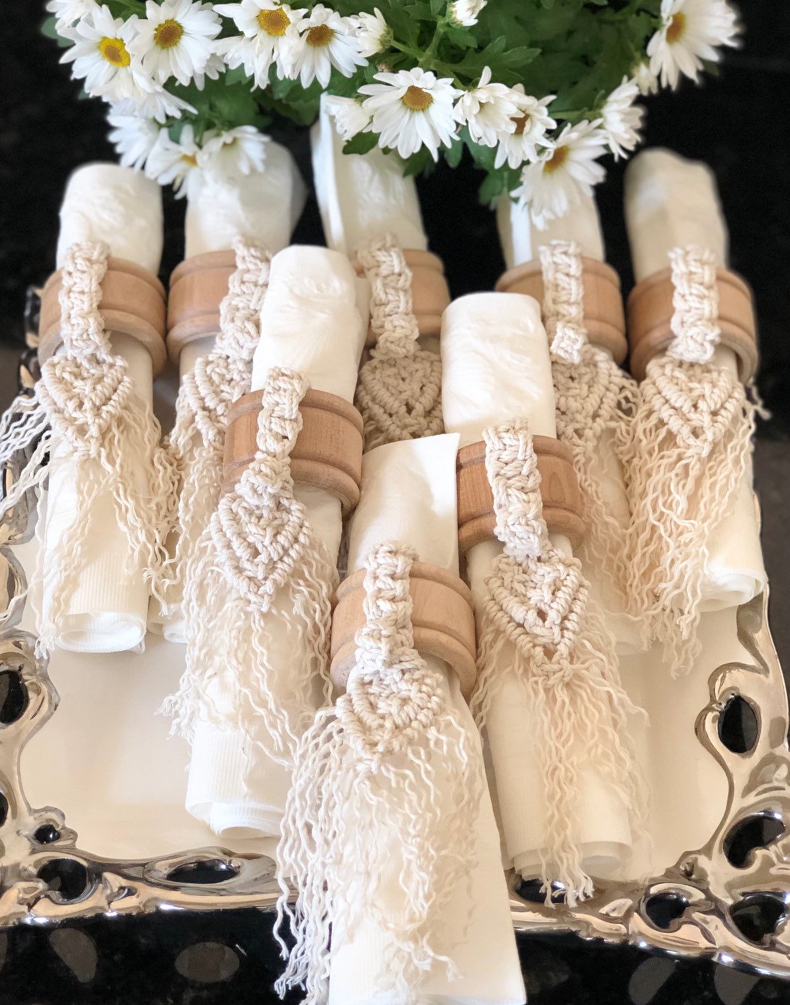 Macrame Unique Napkin Rings Set of 8 - Etsy