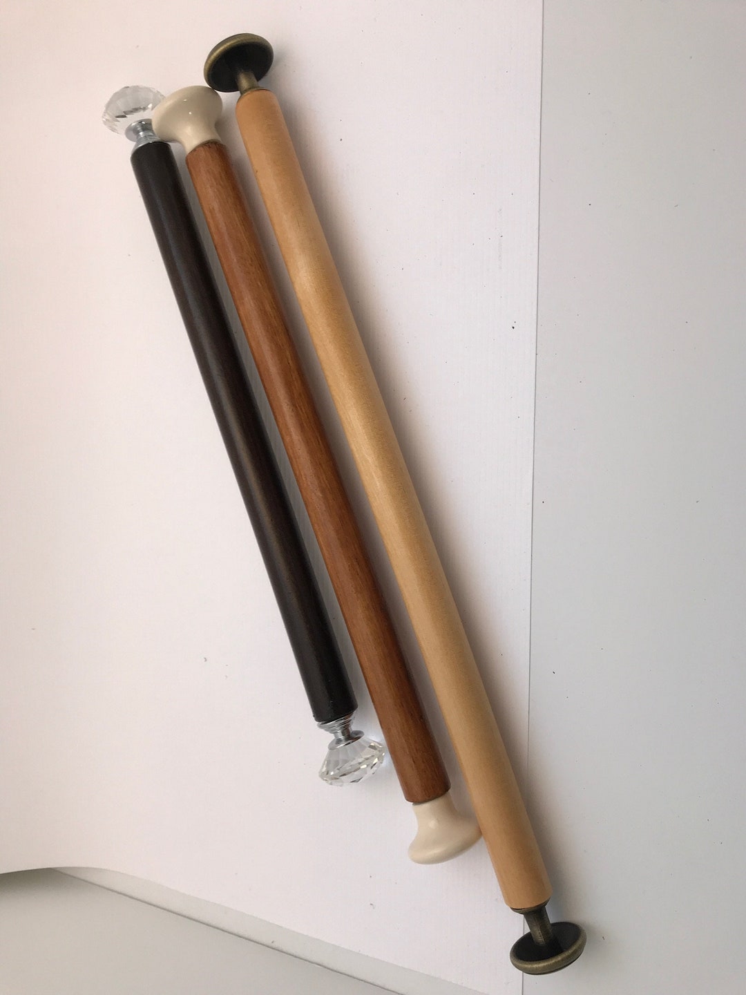 6"-17" Stained Wooden Hanging Rod for Scarf, Stitched Item, Embroidery ...