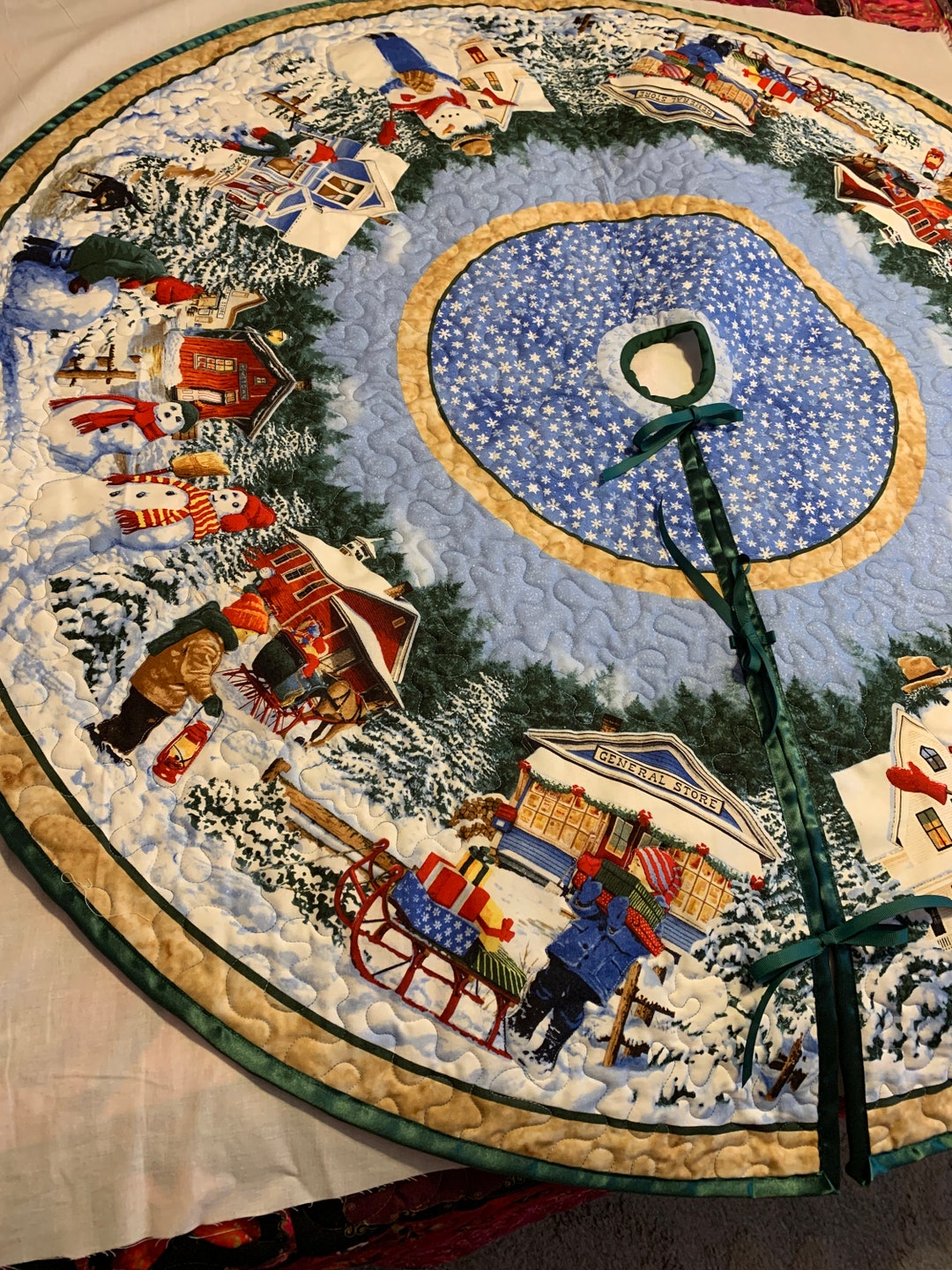 Quilted Snow Day Christmas Tree Skirt, Quilted Christmas Tree Skirt ...