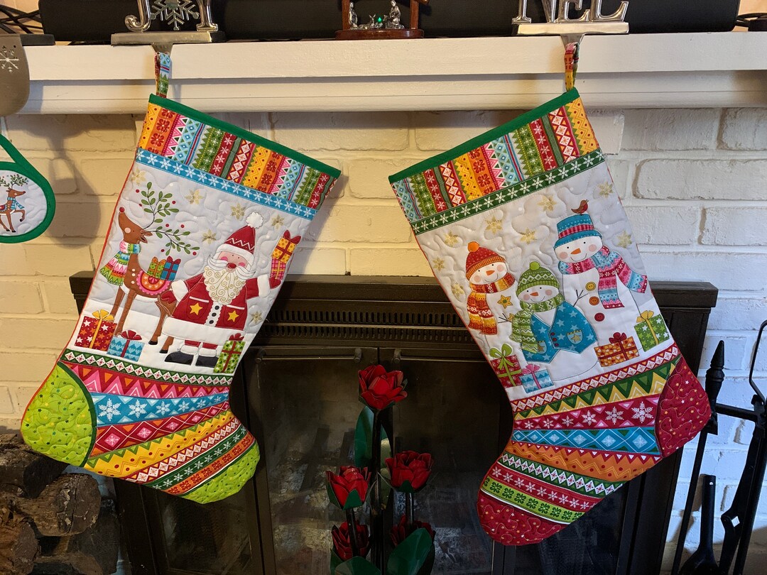 XL Bright, Colorful Quilted Stockings - Etsy