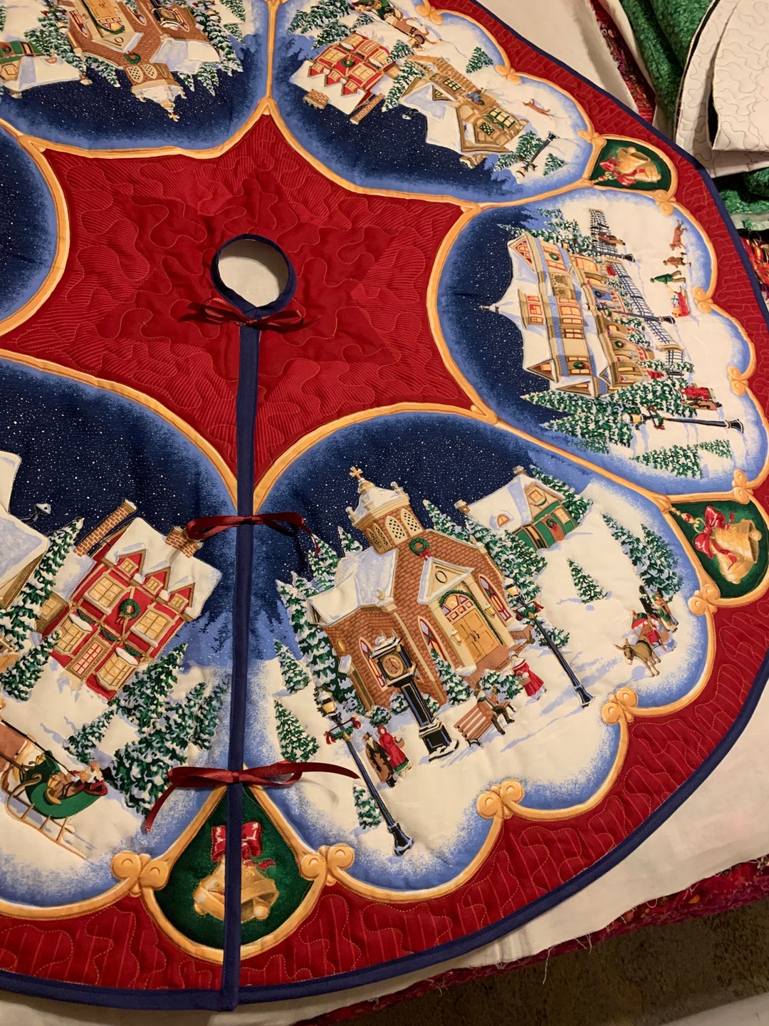 Christmas Carol Village Quilted Christmas Tree Skirt - Etsy