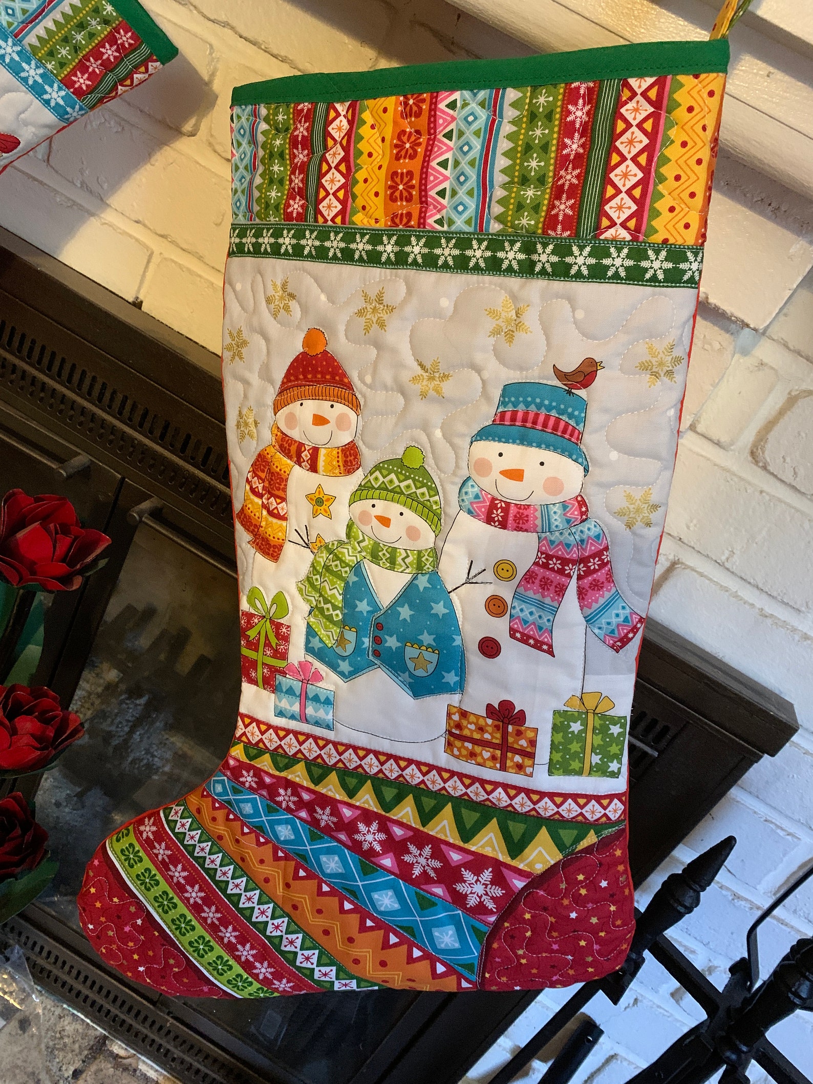 XL Bright Colorful Quilted Stockings | Etsy