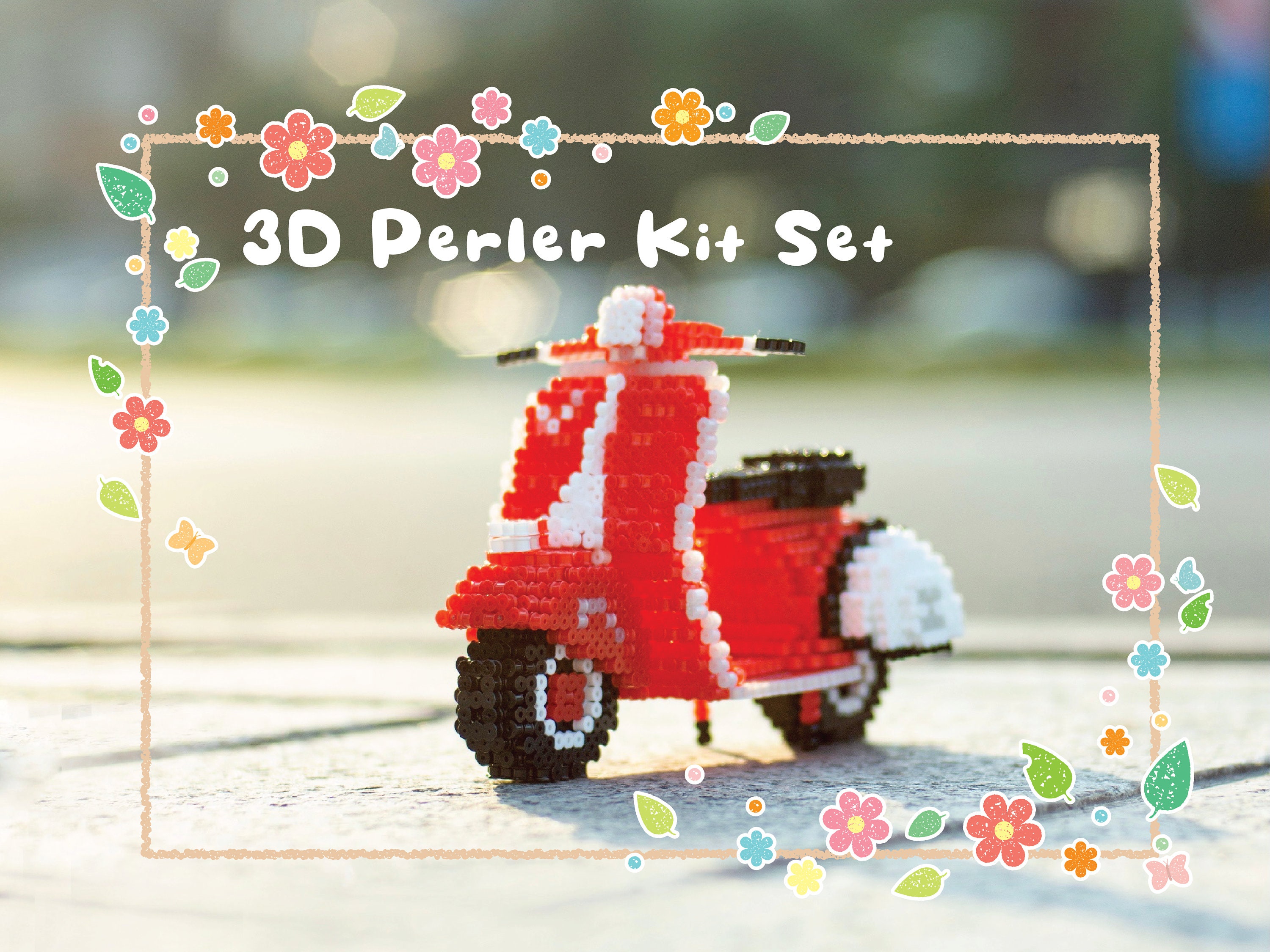 3D Perler Kit Set - Vespa Motorcycle With Tutorial (perler Beads/hama ...