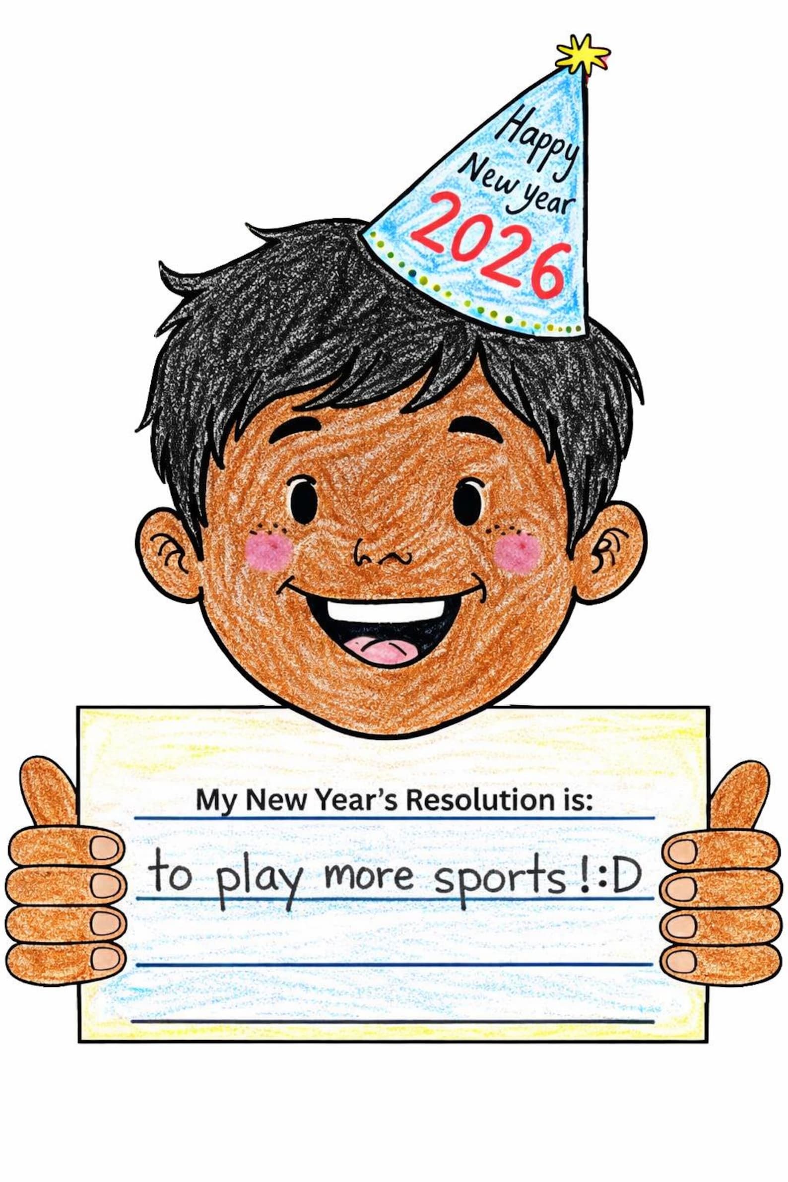 New Year Resolution Craft for Kids | 2026 New Year Writing Activity ...