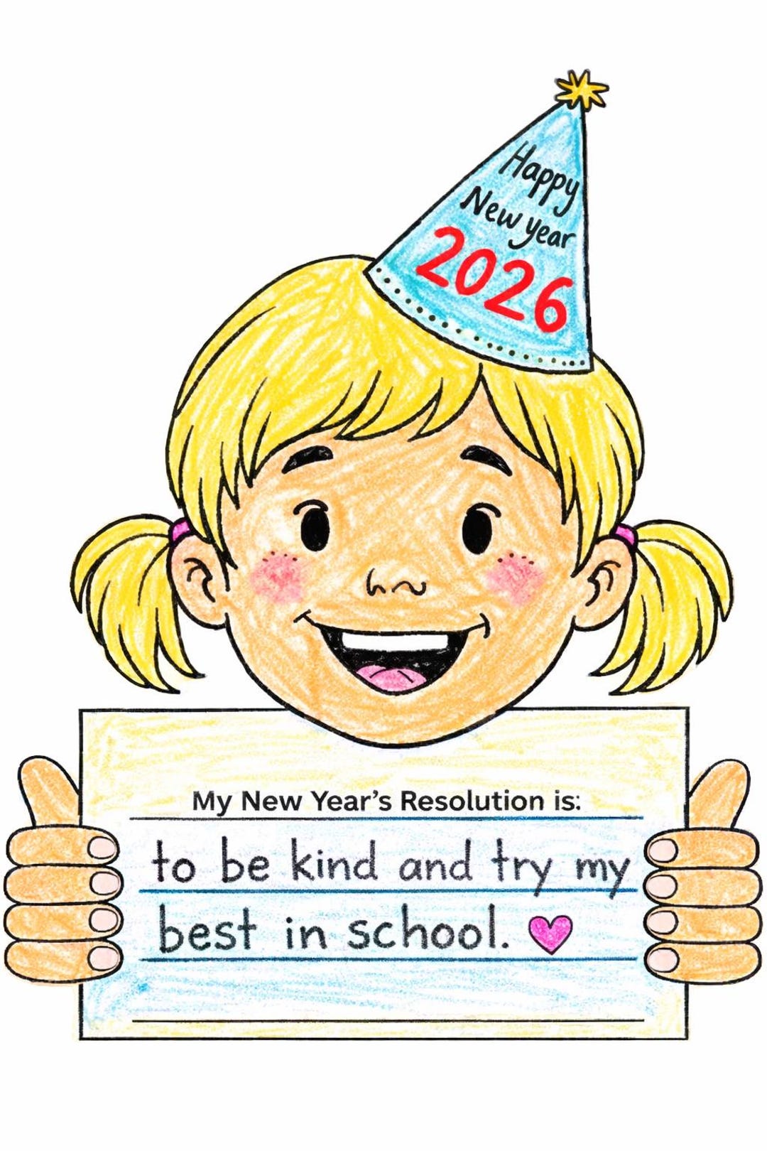 New Year Resolution Craft for Kids | 2026 New Year Writing Activity ...