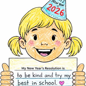 New Year Resolution Craft for Kids | 2026 New Year Writing Activity ...