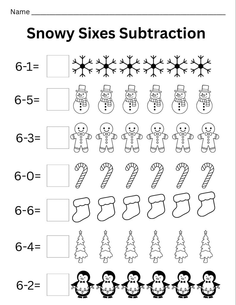 Holiday Subtraction Worksheet | Christmas Math Printable for Elementary ...