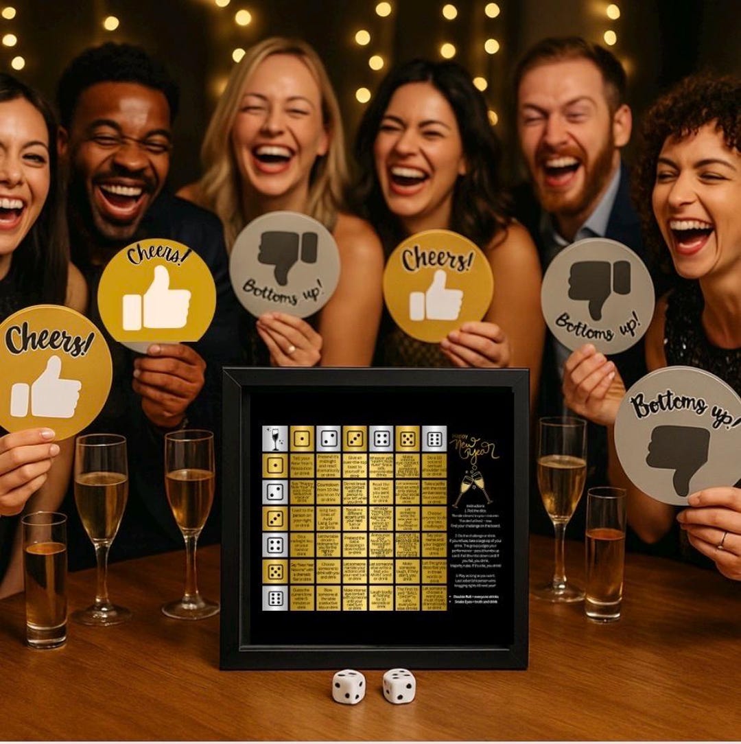 NYE Dice Drinking Game Printable | New Year’s Eve Party Game for Adults ...