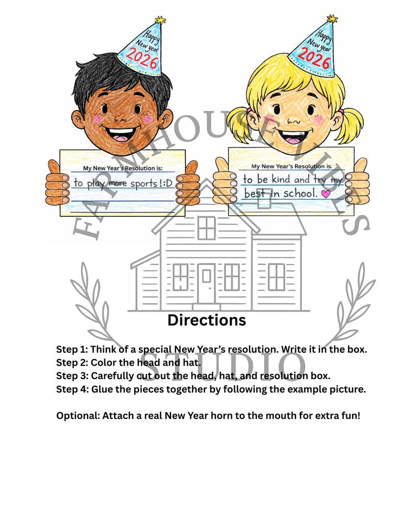 New Year Resolution Craft for Kids | 2026 New Year Writing Activity ...