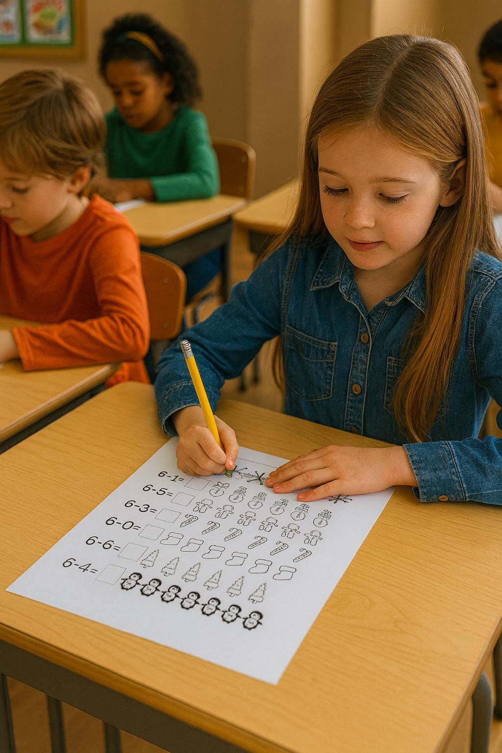 Holiday Subtraction Worksheet | Christmas Math Printable for Elementary ...