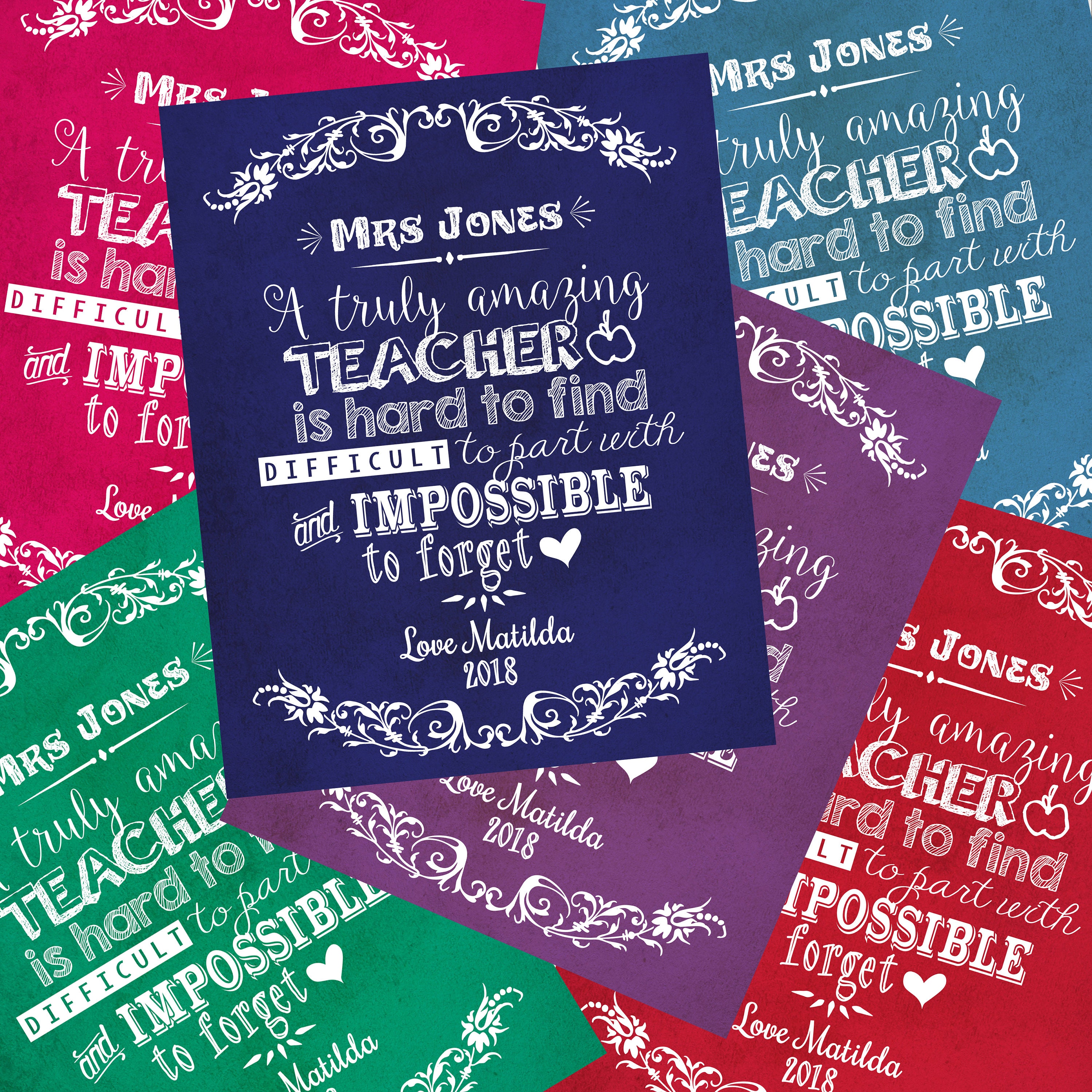 Teacher Gift | Personalised Print | Chalkboard Print | Teacher ...