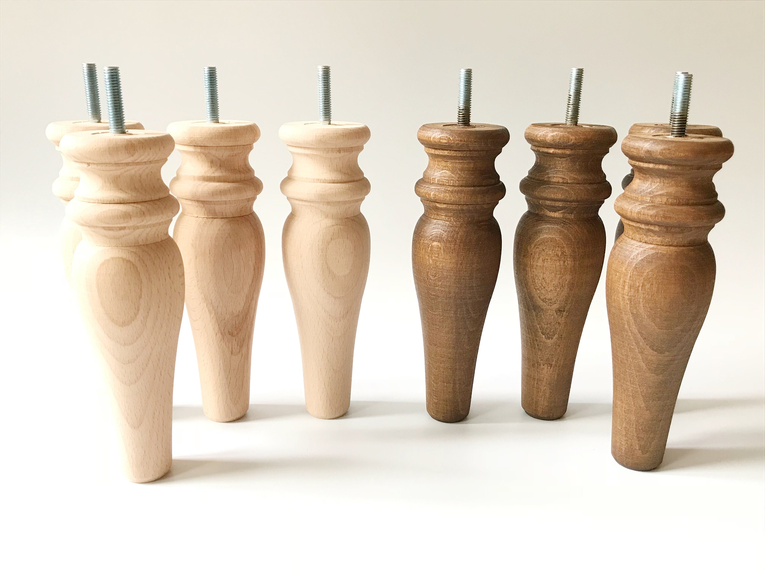 4 X Wooden Sofa Legs, Replacement Oak Feet for Armchair Bed Footstool ...