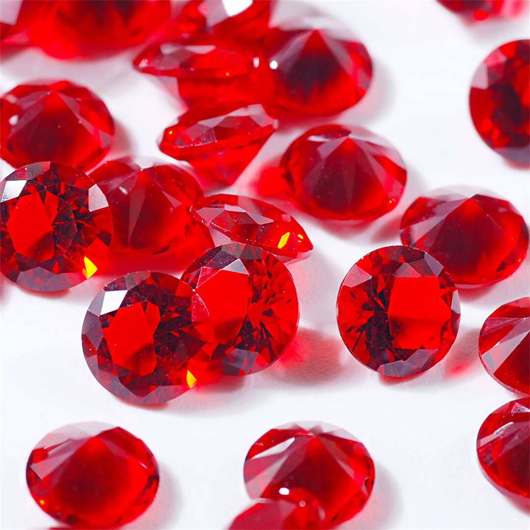 50PCS/100PCS Red Sparkling Diamond Shape Cut Gemstone 3D 3-6mm Cubic ...