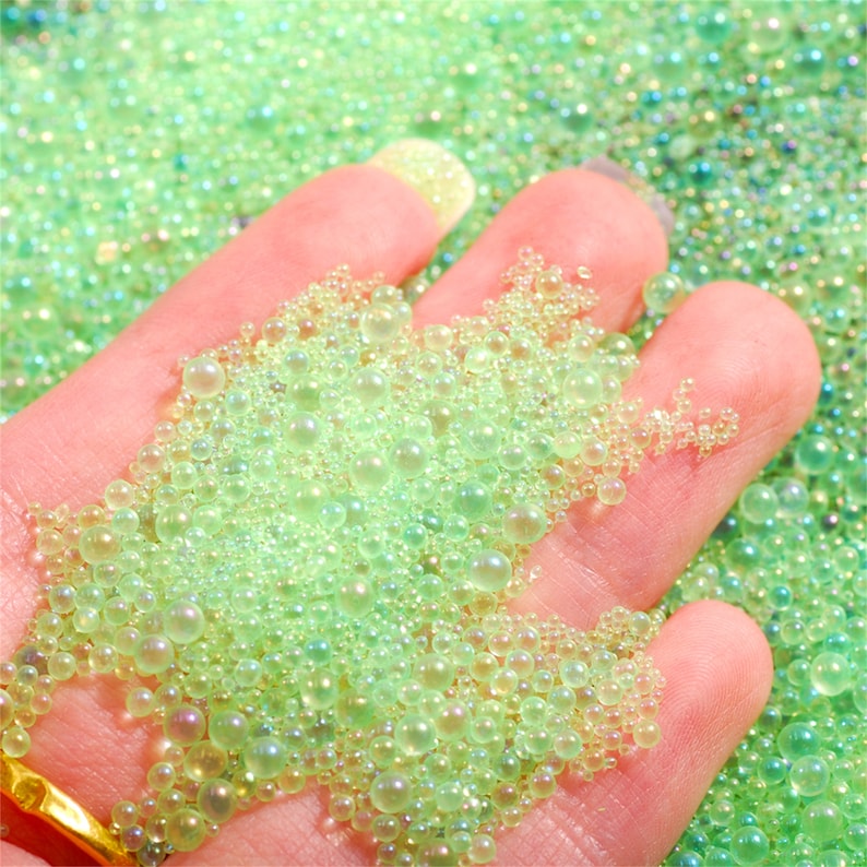 50g/100g/200g 1-3mm Mini Bubble Glass Ball Beads Transparent AB Color ...
