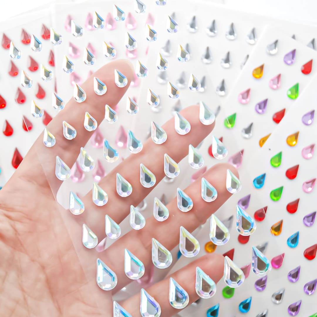 1sheet 3D Droplet Shape Multi Color Sparkling Self Adhesive Rhinestones ...
