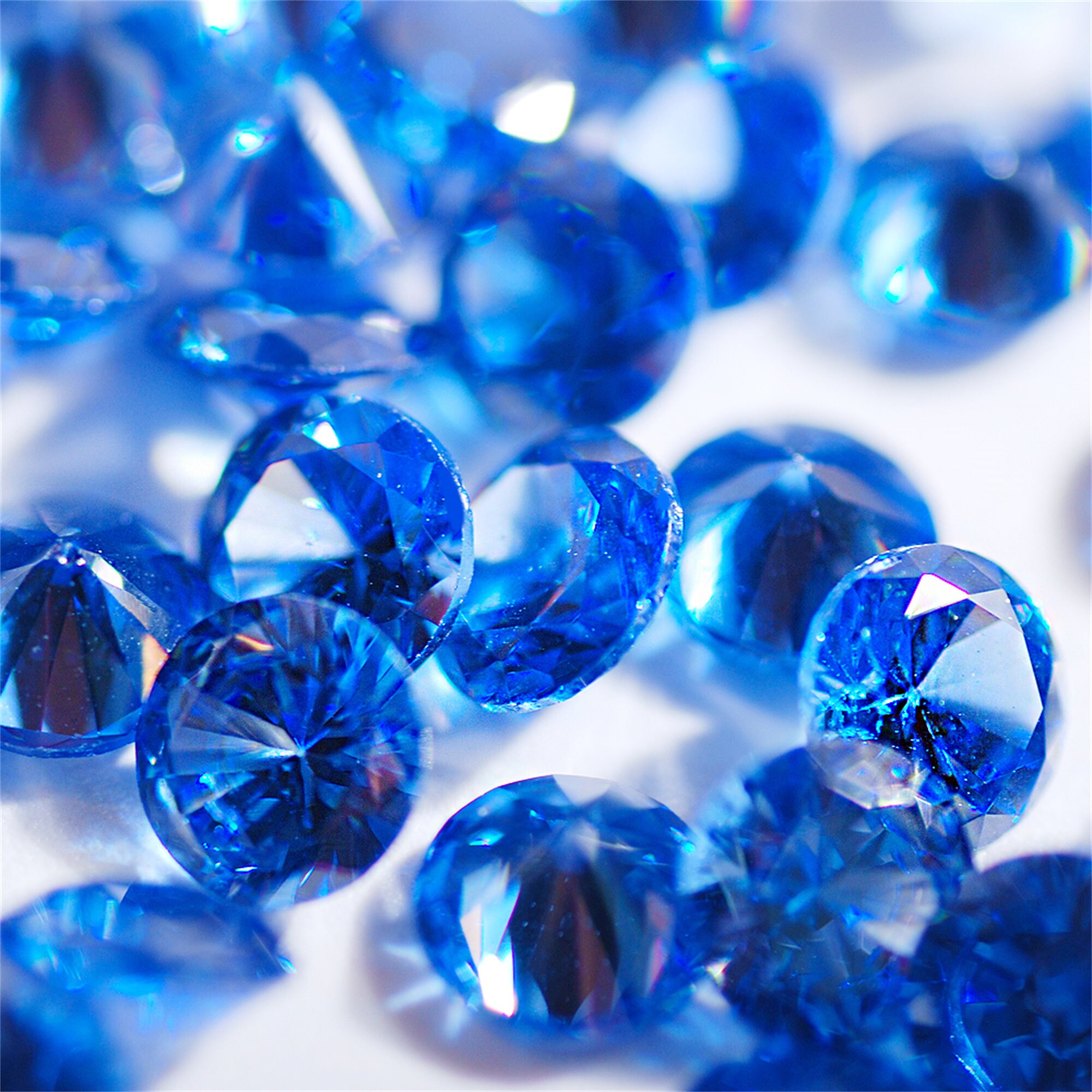 50PCS/100PCS 3D Super Flash Round Sapphire Diamond Shape Cubic Zirconia ...