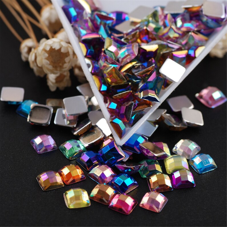 5mm 500pcs Square Acrylic Drill Crystal Non Hotfix Flat Back AB ...