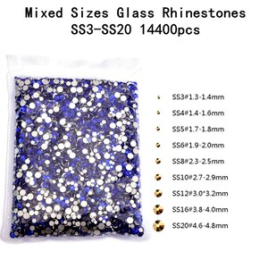14400pcs/bulk Package Wholesale，mixed Sizes SS3-SS20 Glass Crystal ...
