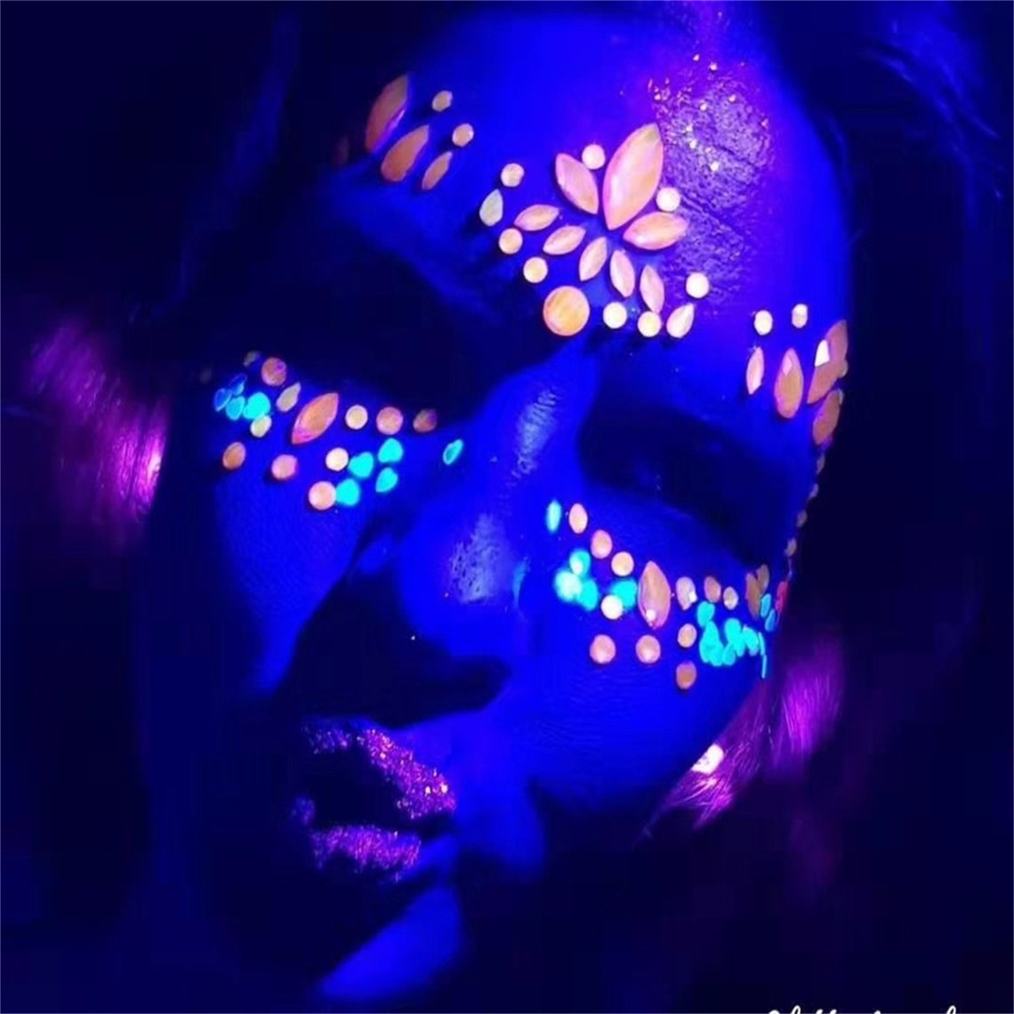 Fluorescence Temporary Face Tattoo Stickers Luminous | Etsy