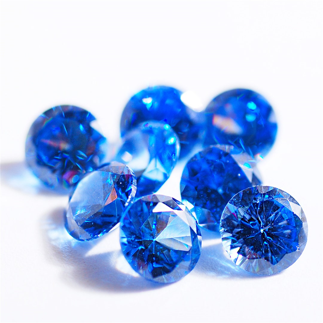 50PCS/100PCS 3D Super Flash Round Sapphire Diamond Shape Cubic Zirconia ...