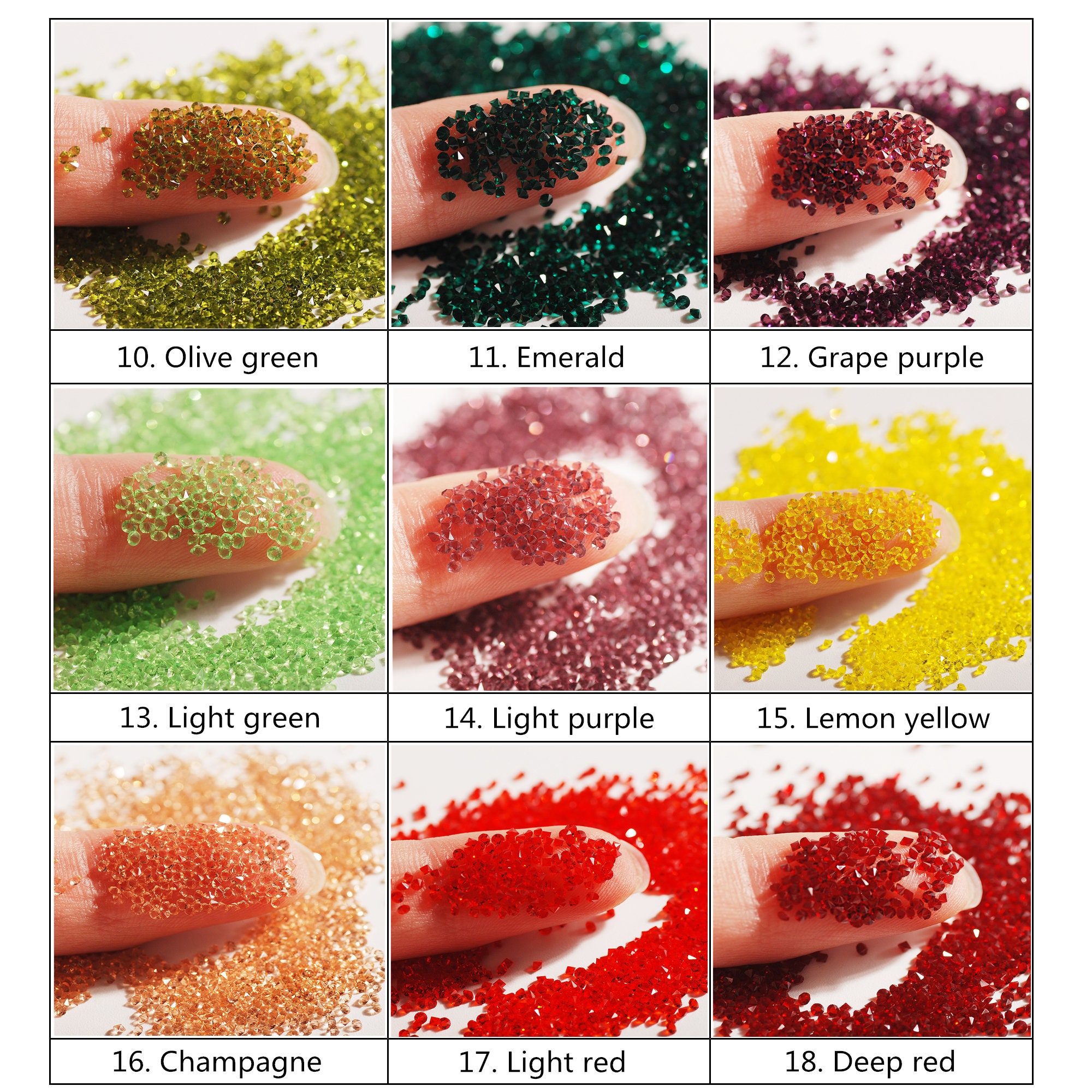 24 Colors 1.1mm Crystal Mini Nails Art Glass Multicolor Rhinestone ...