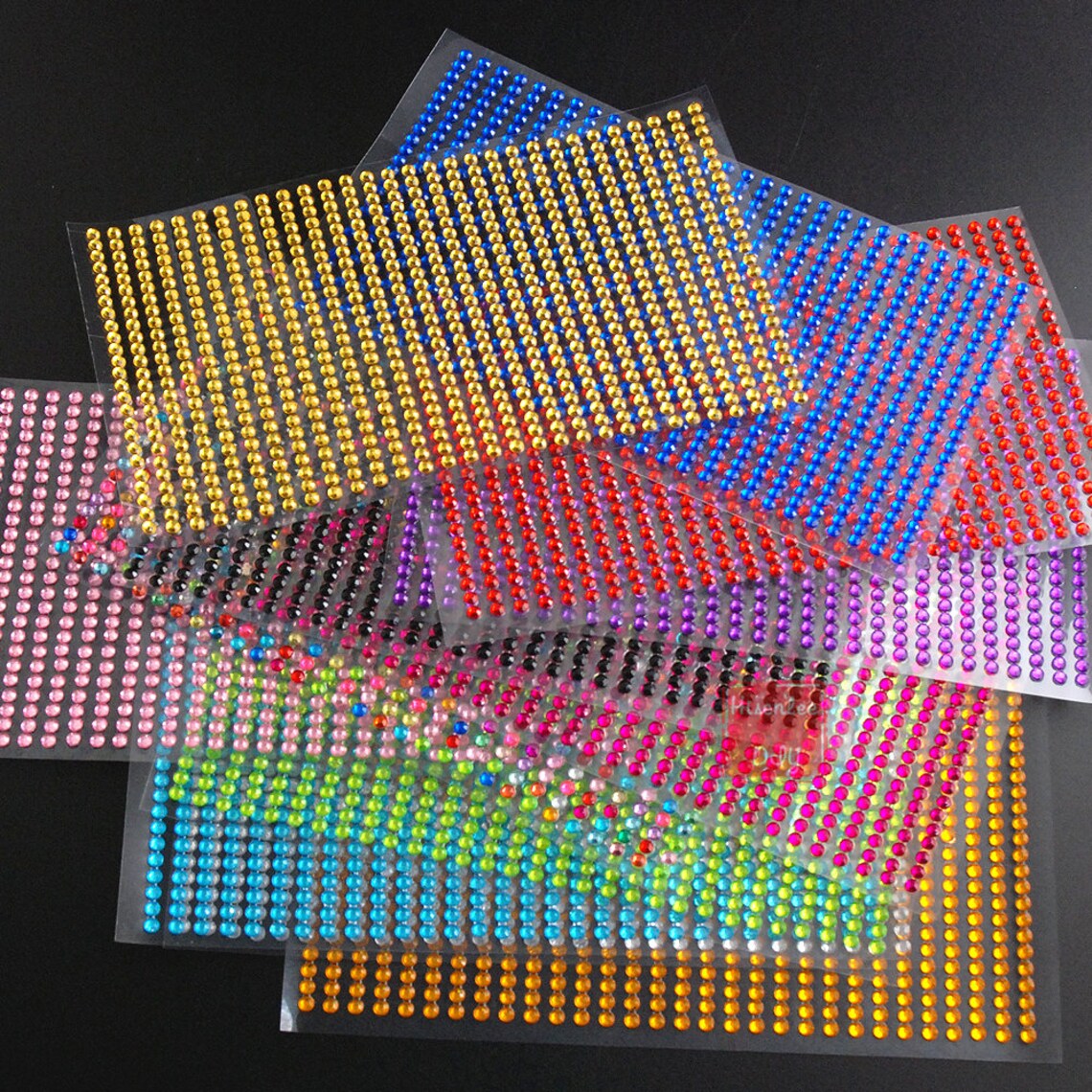 3mm 750pcs Rhinestone Stickers 12 kinds Colors Stick on Clear | Etsy