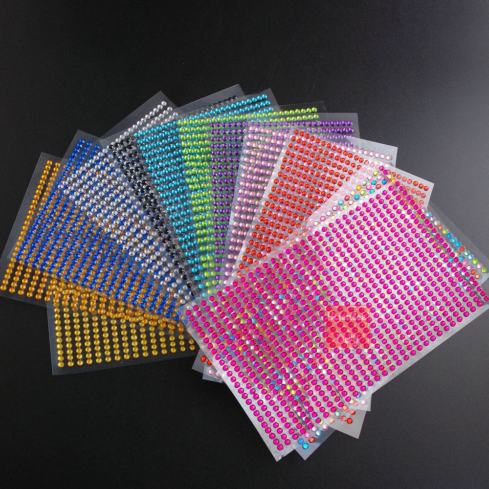 3mm 750pcs Rhinestone Stickers 12 Kinds Colors Stick on Clear - Etsy