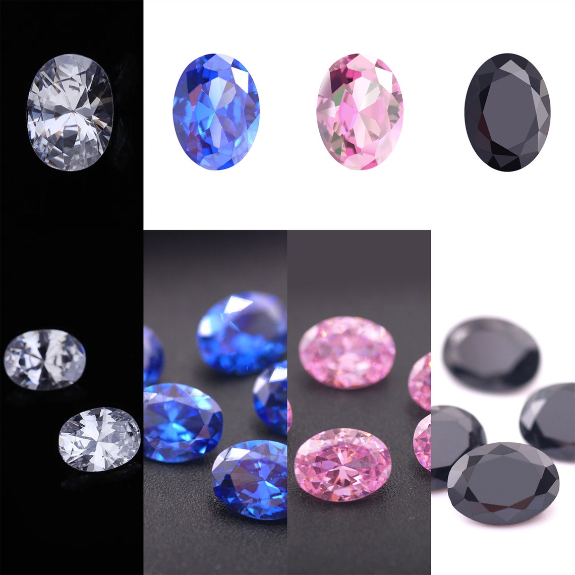 Cubic Zirconia Stone Multicolor Oval Shape Brilliant Cut Loose | Etsy