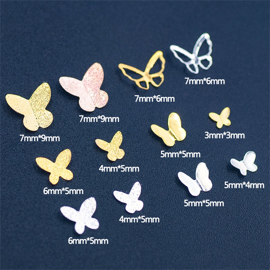 500/10000pcs Metal Nail Ornament the Shape of Butterfly Rivet Gold ...
