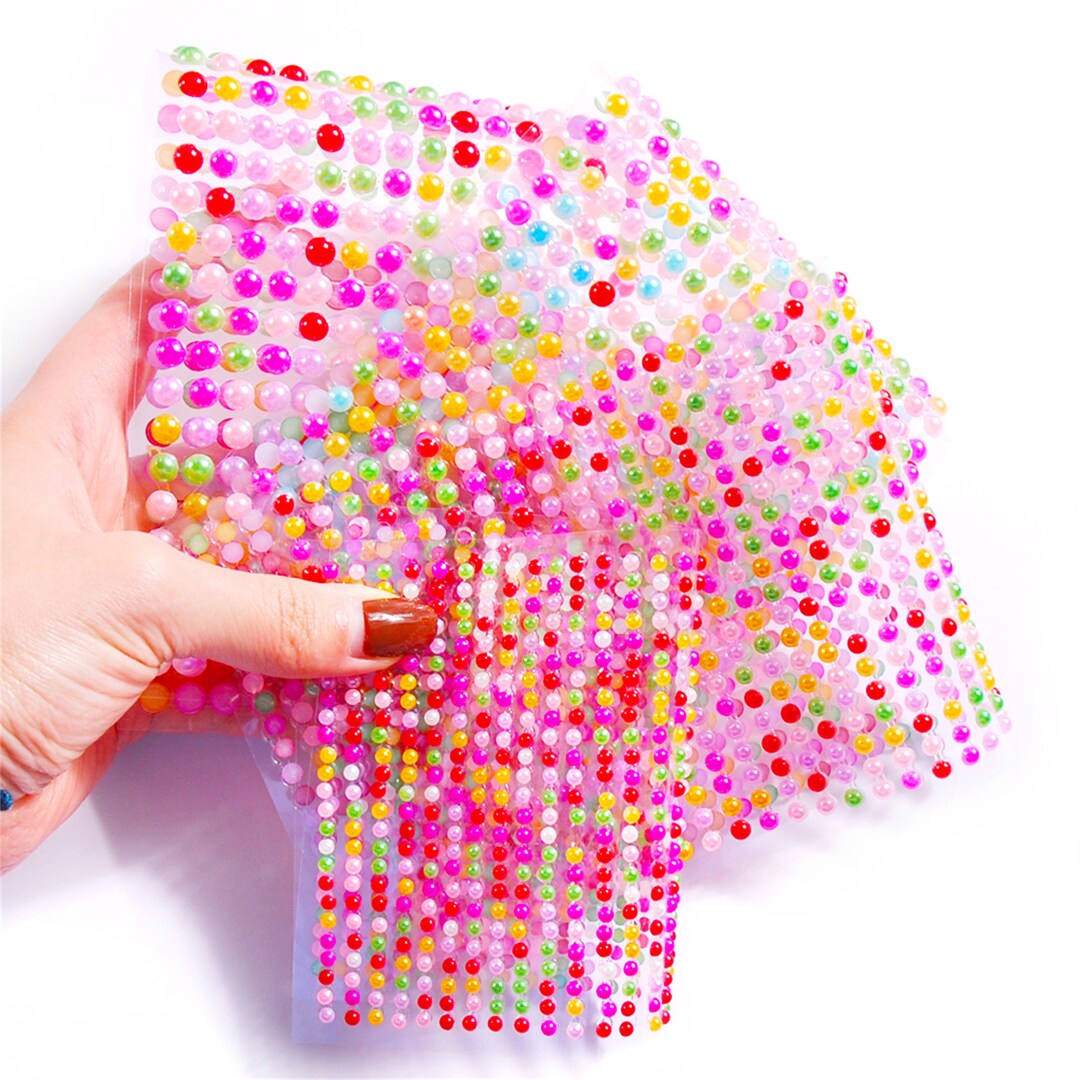 3MM-6MM Scrapbooking 2800pcs Half Round Pearls Stickers Self-adhesive ...