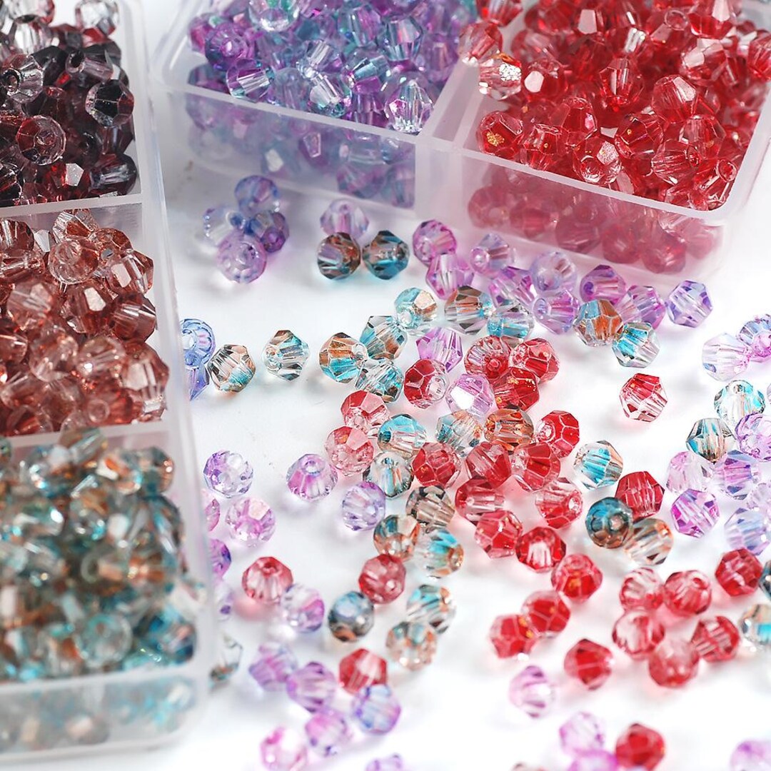 Double Colors 4MM Rhomboid Shaped Glass Accessory Crystal Loose Beads ...