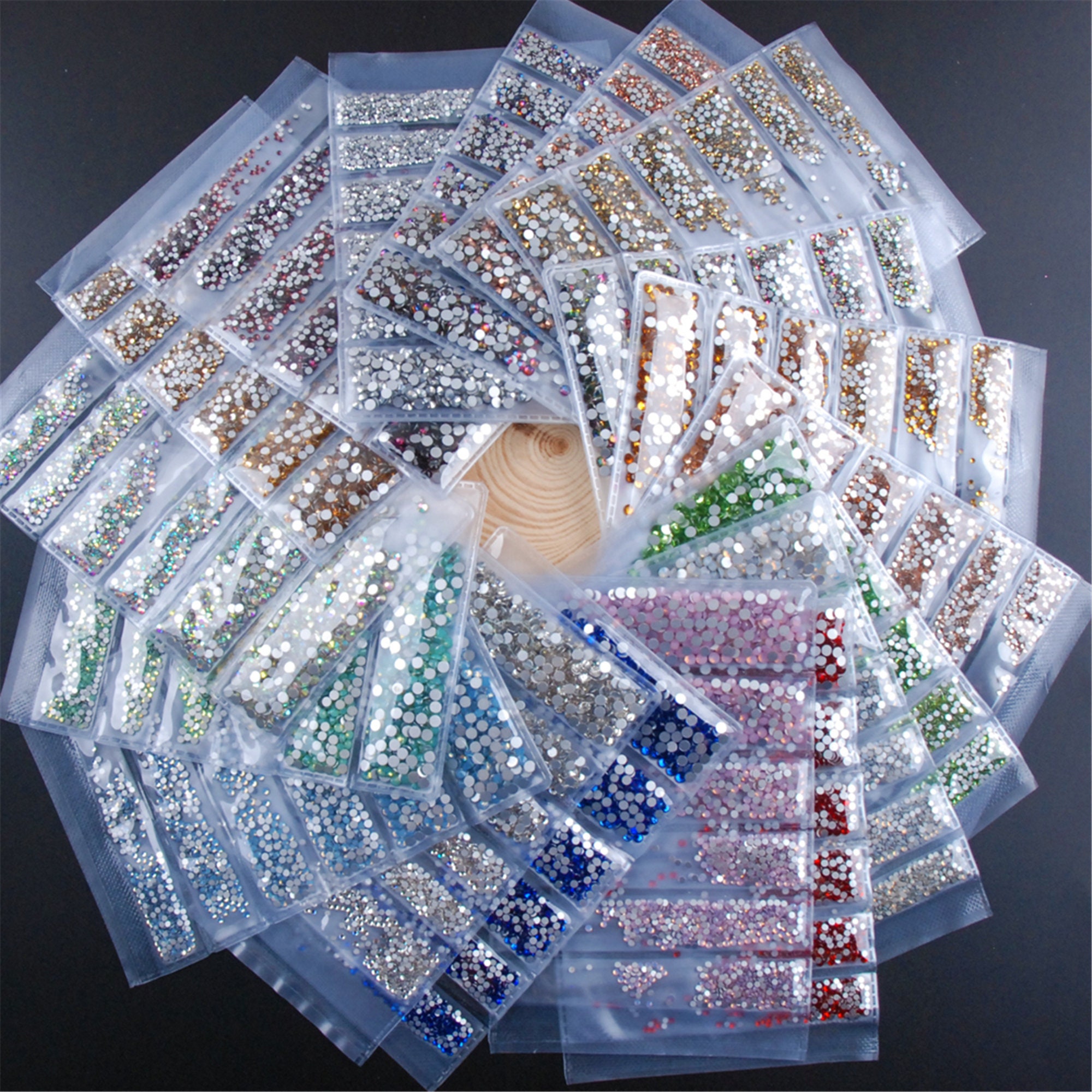 Super Glitter Rhinestones 32 Colors Ss3-ss10 Mixed Sizes Non Hotfix ...
