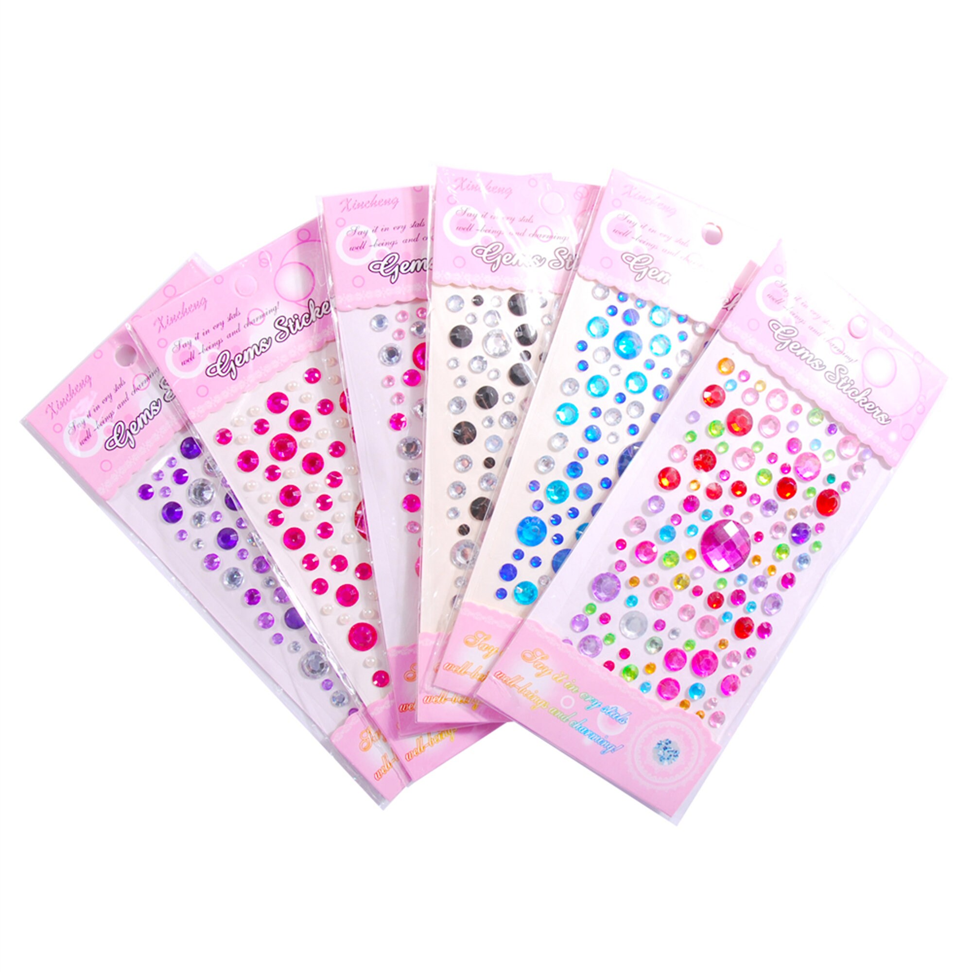 12 Styles 3D Gem Stickers Round Rhinestone Crystal Stickers - Etsy