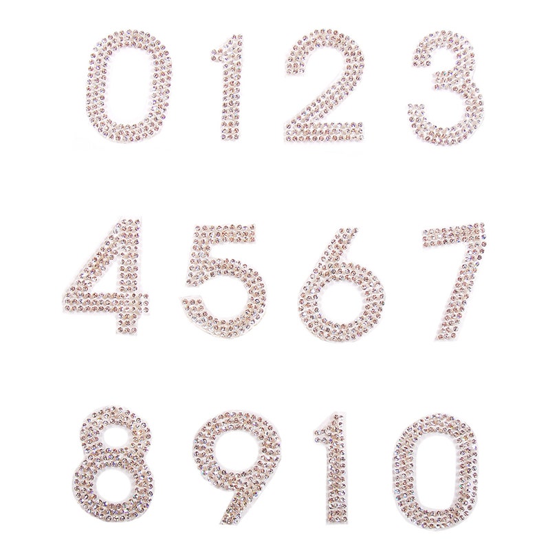 0-10/Set Number letter Rhinestone Patches 45mm Hotfix Crystal | Etsy