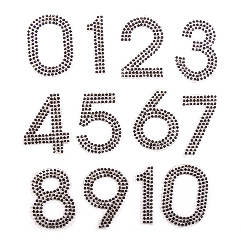0-10/set Number Letter Rhinestone Patches 45mm Hotfix Crystal Glass ...