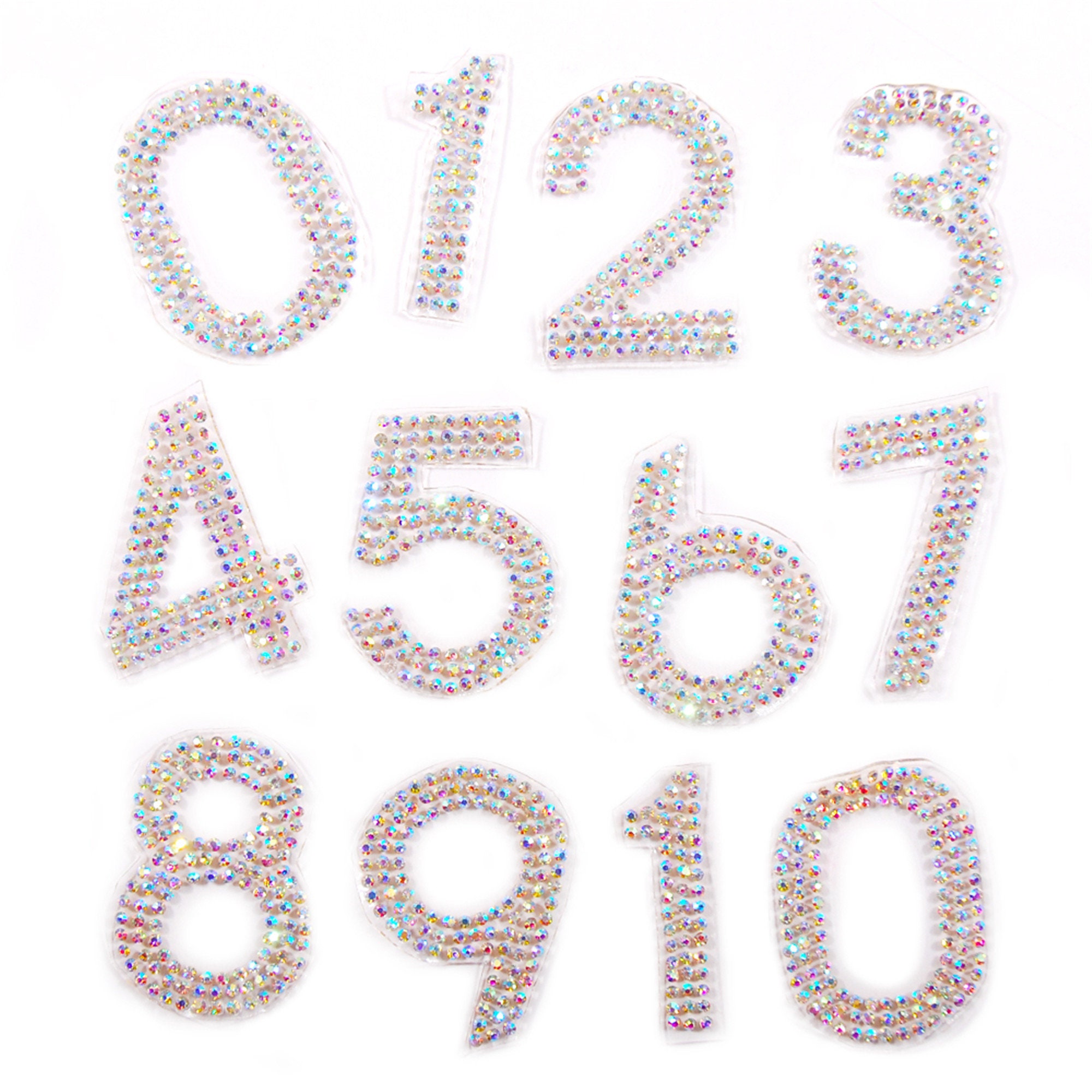 0-10/Set Number letter Rhinestone Patches 45mm Hotfix Crystal | Etsy